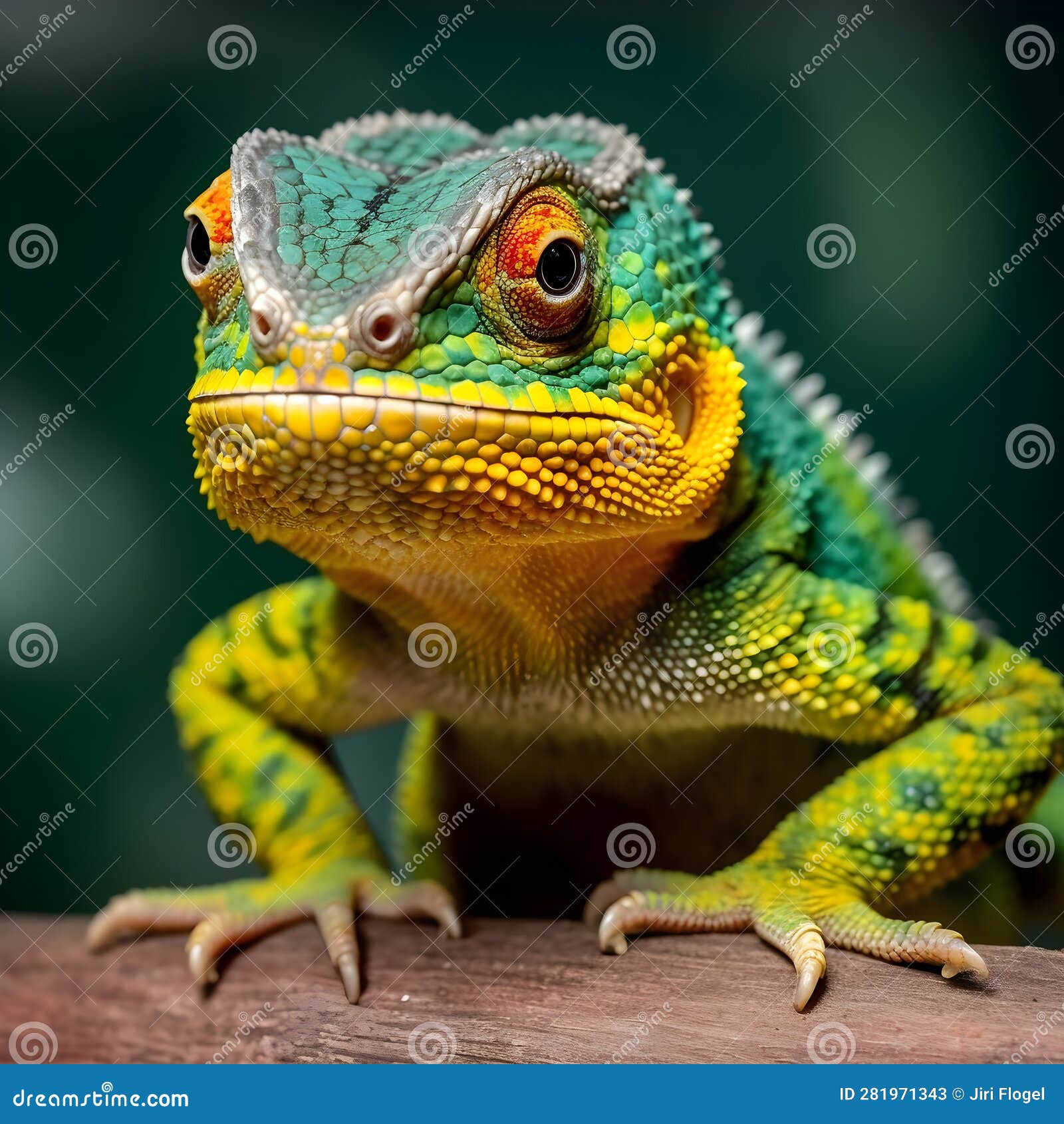 The Portrait of a Cute Smiling Chameleon, Close Up - AI Generated Stock ...
