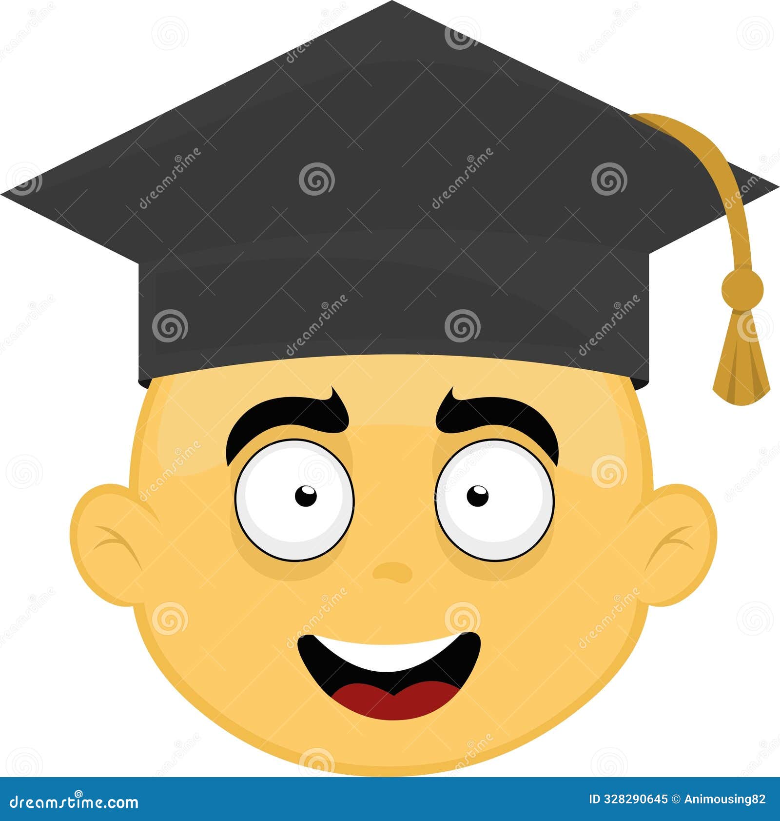 Face Character Yellow Graduation Cap Stock Vector - Illustration of ...