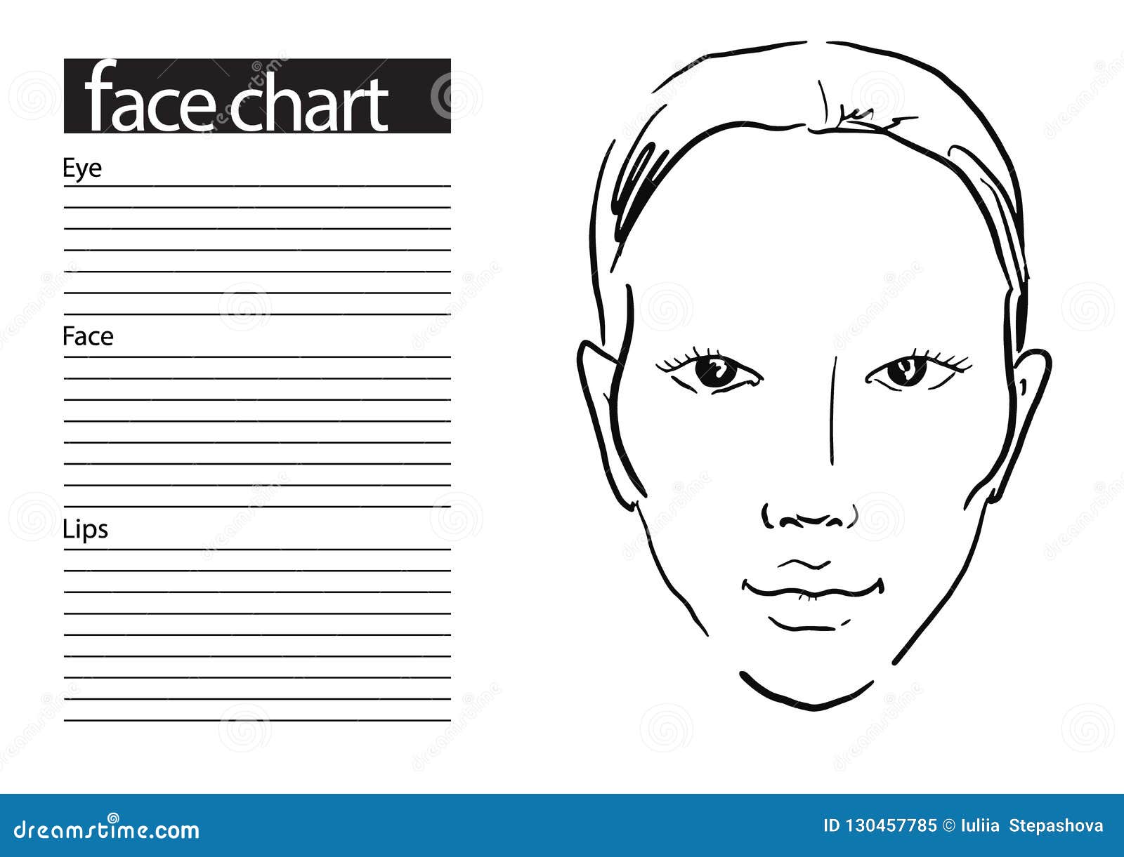 Face Chart Makeup Artist Blank. Template. Vector Illustration. Stock Illustration - Illustration ...