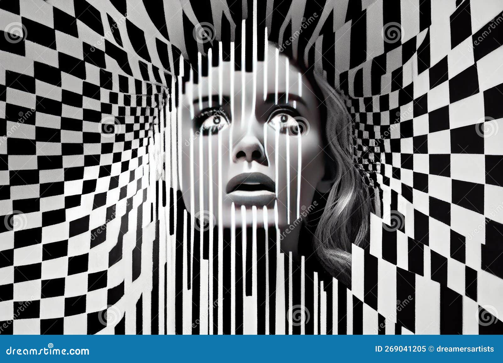 Face, Checkered, Checkers, Optical Illusion, Black, White, Wallpaper ...