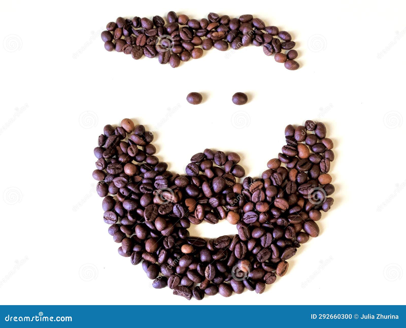The Face of a Cheerful Man with a Beard Made of Coffee Beans on a Light ...