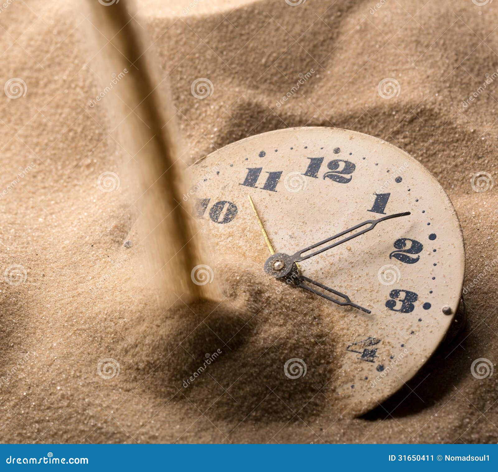 Face of clock in sand stock image. Image of antique, edge - 31650411
