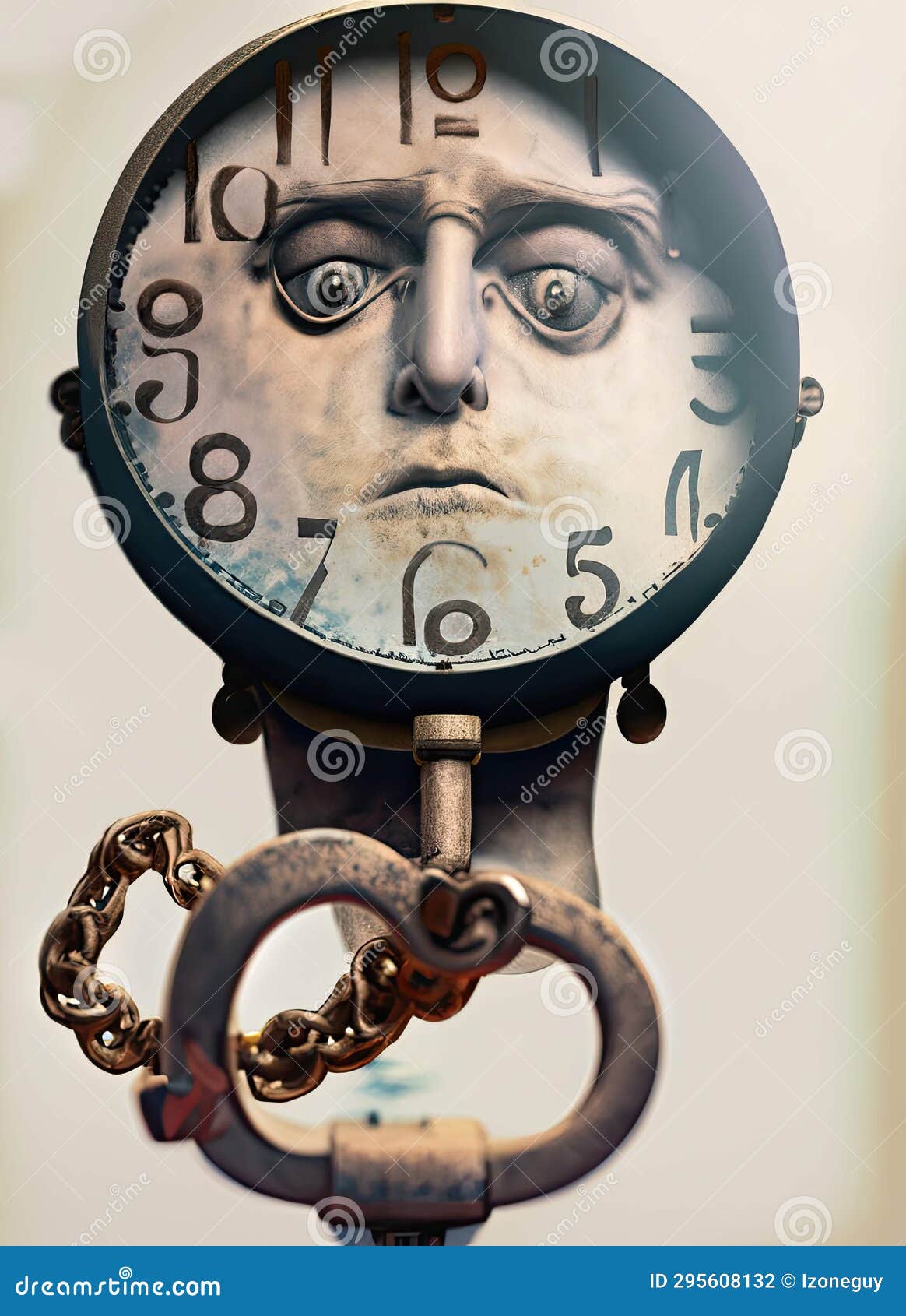 Face in a clock stock illustration. Illustration of head - 295608132