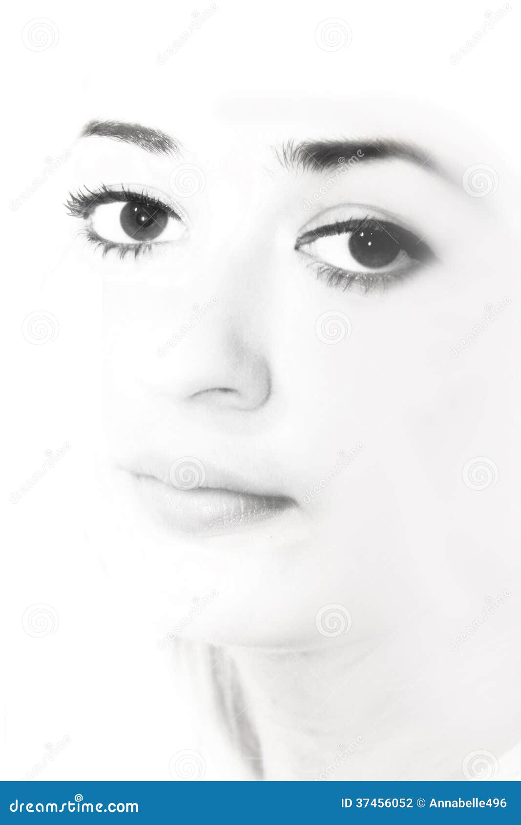 Face Close-up of a Young Lady Stock Photo - Image of white, lady: 37456052