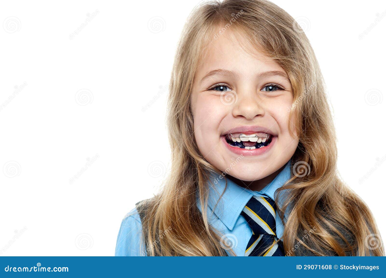 Face Closeup of a Cheerful Young School Girl Stock Photo - Image of ...