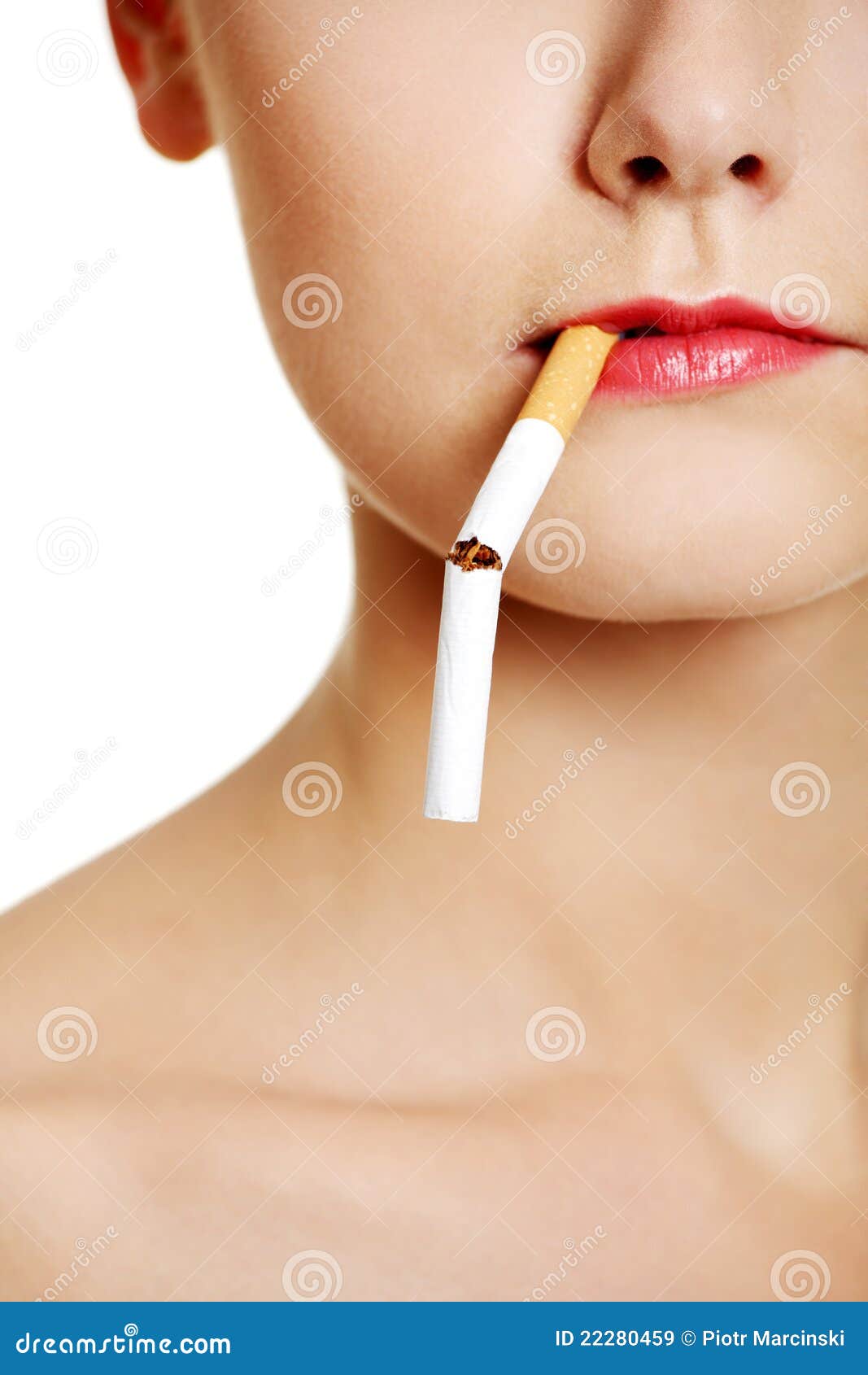 Face Closeup with a Cigarette. Stock Image - Image of close, beautiful ...
