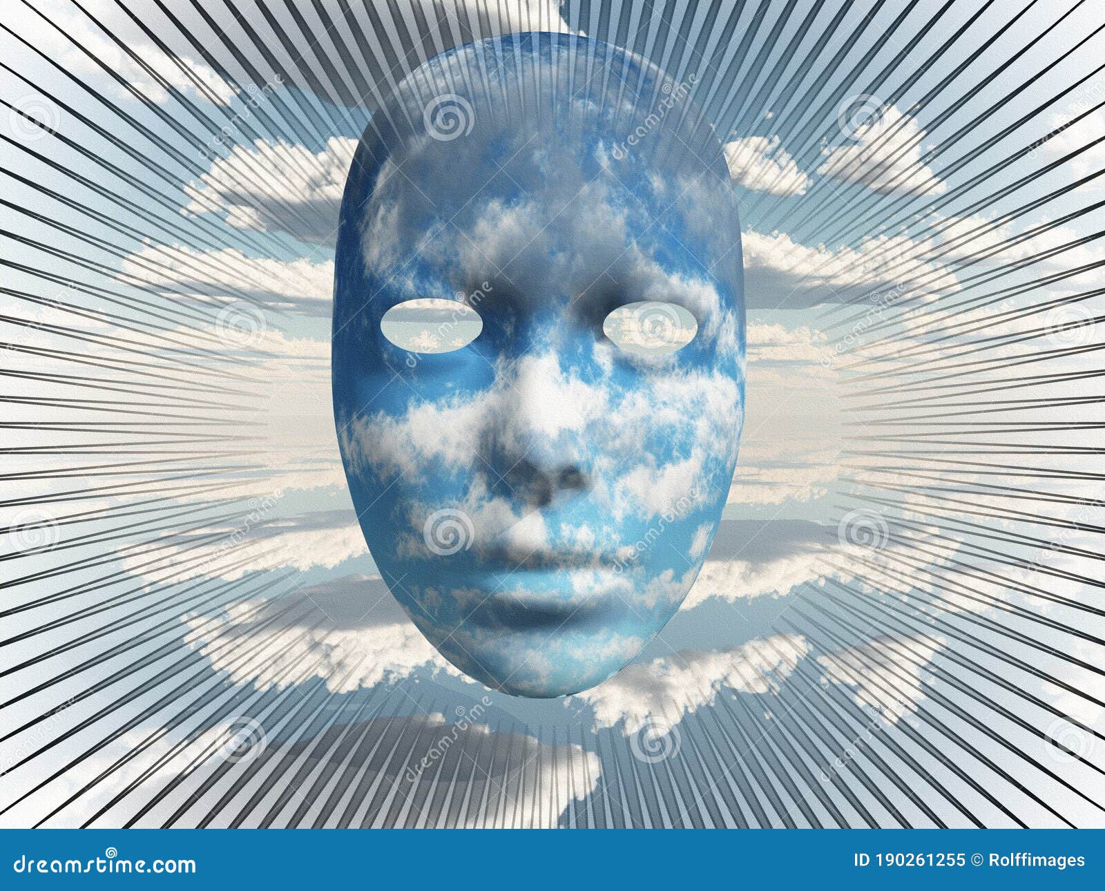 Face in Clouds stock illustration. Illustration of mindscape - 190261255