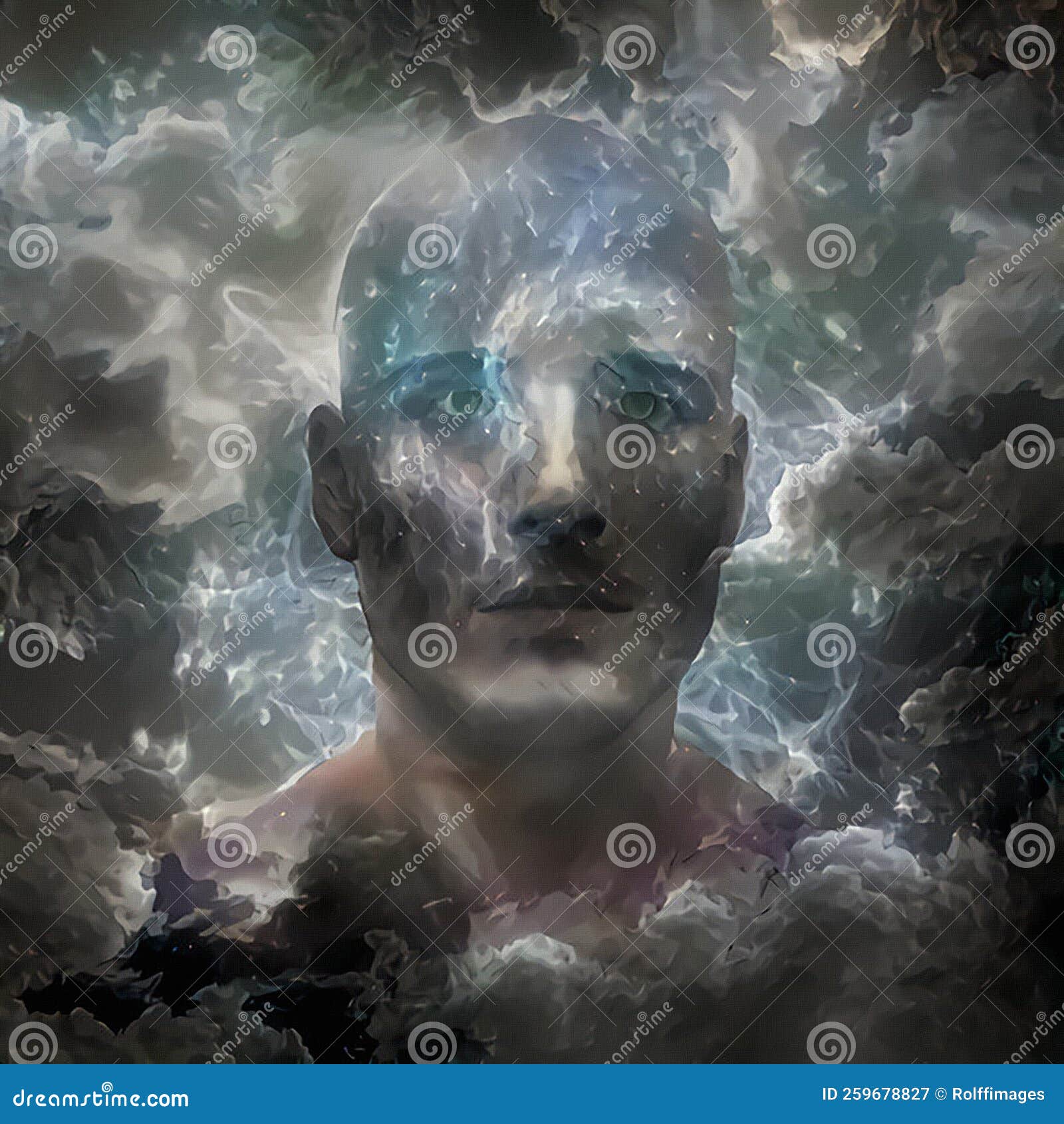 Face in clouds stock illustration. Illustration of consciousness ...