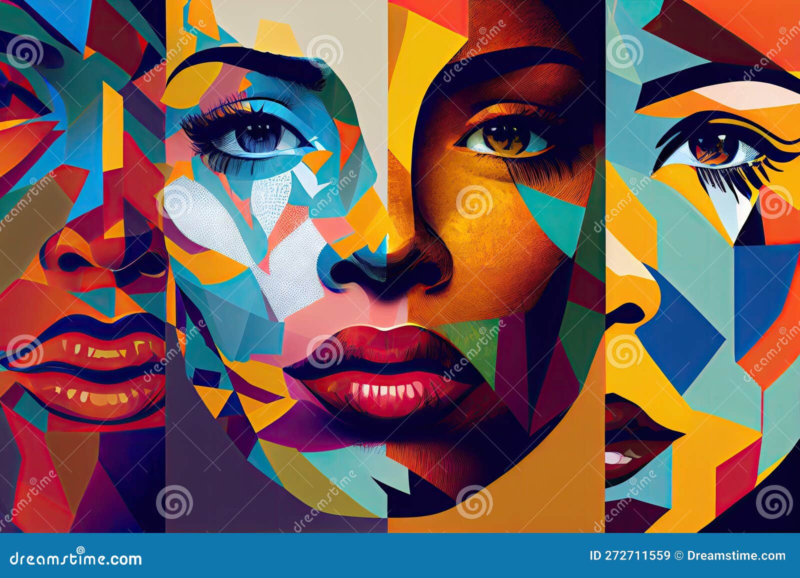Face Collage Illustration of Different Colors and Patterns, with ...