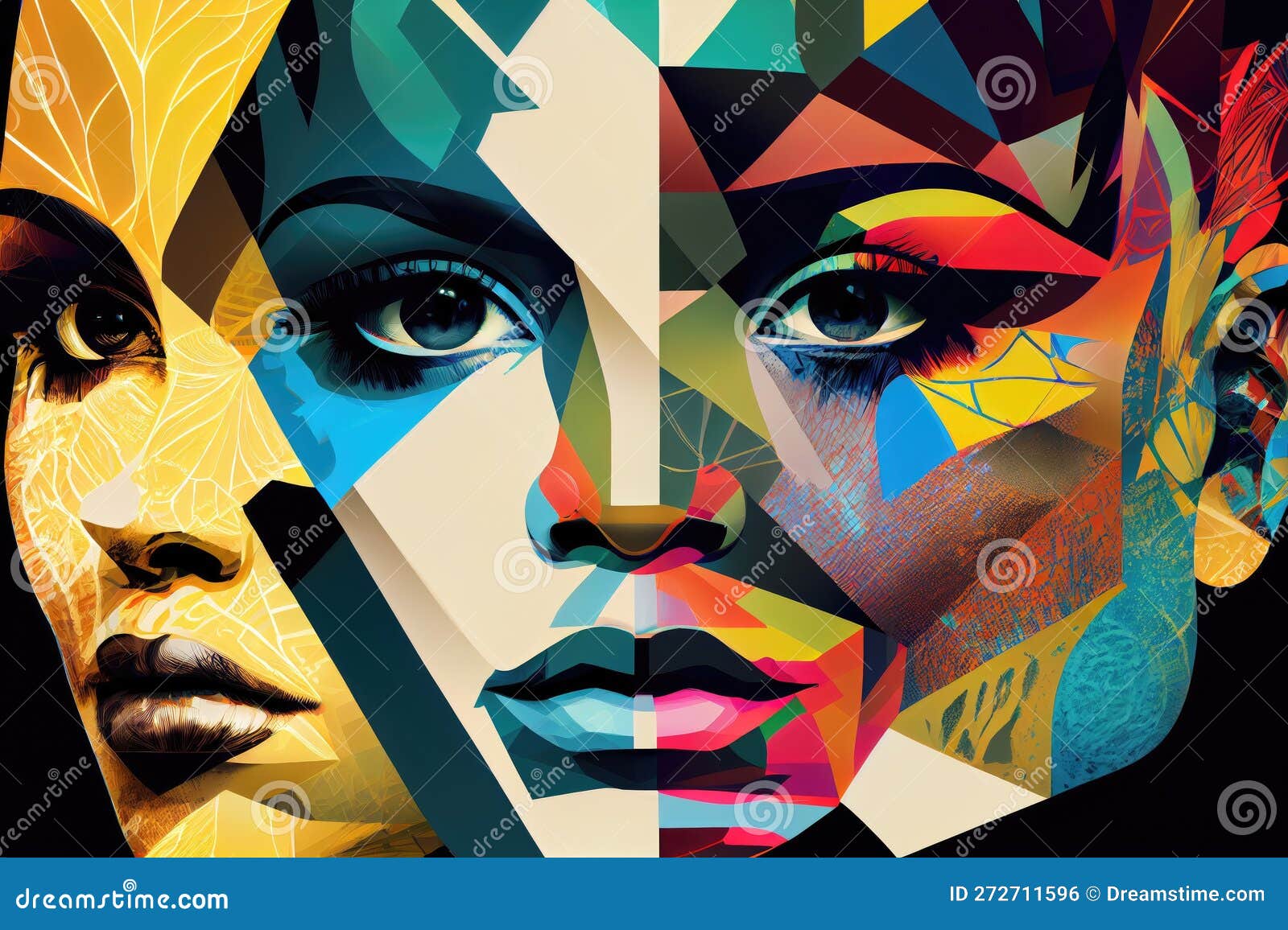 Face Collage Illustration of Different Colors and Patterns, with ...