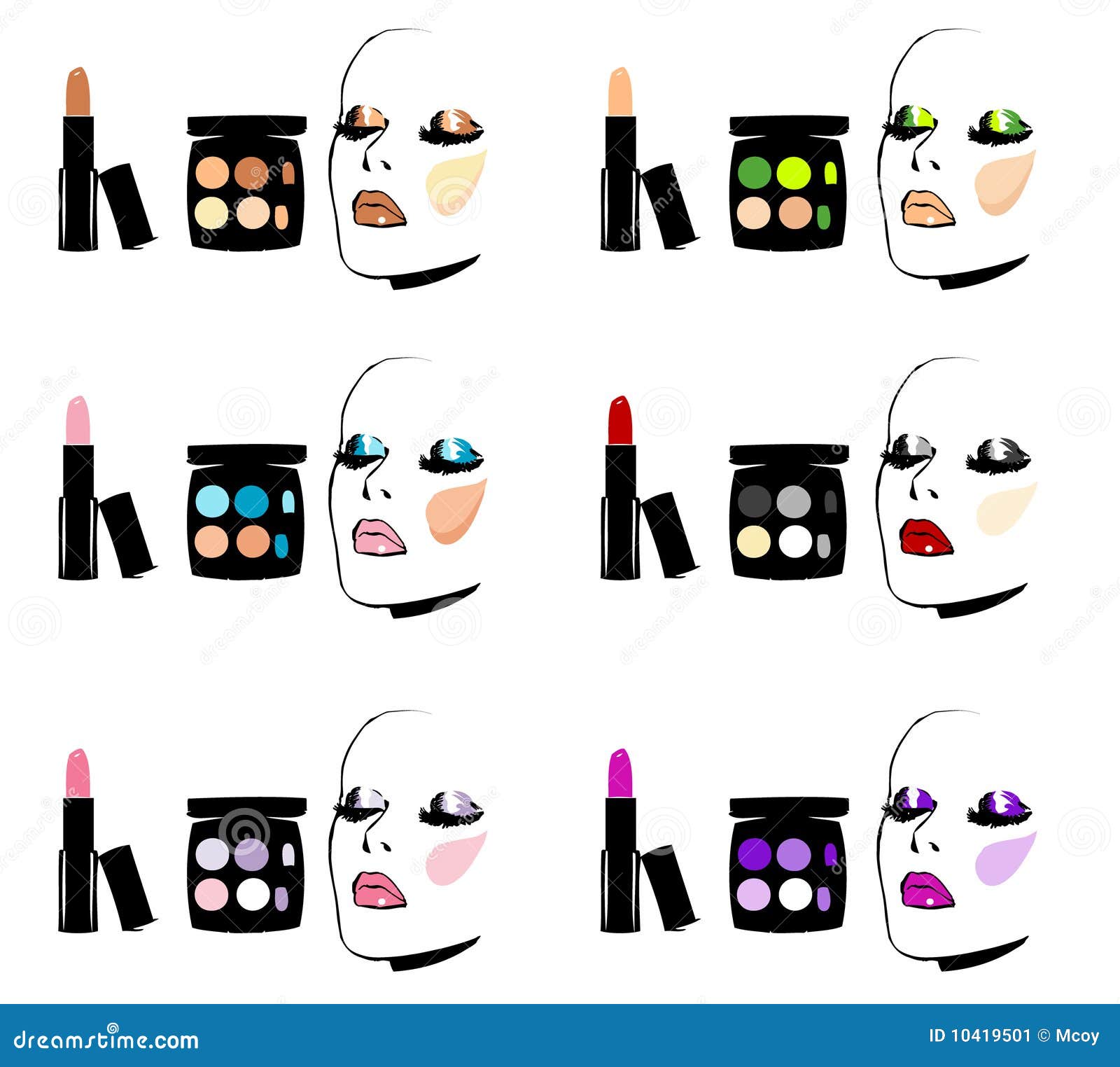 Face Cosmetics Makeup : Eyes, Lips, Ruddy Stock Illustration ...