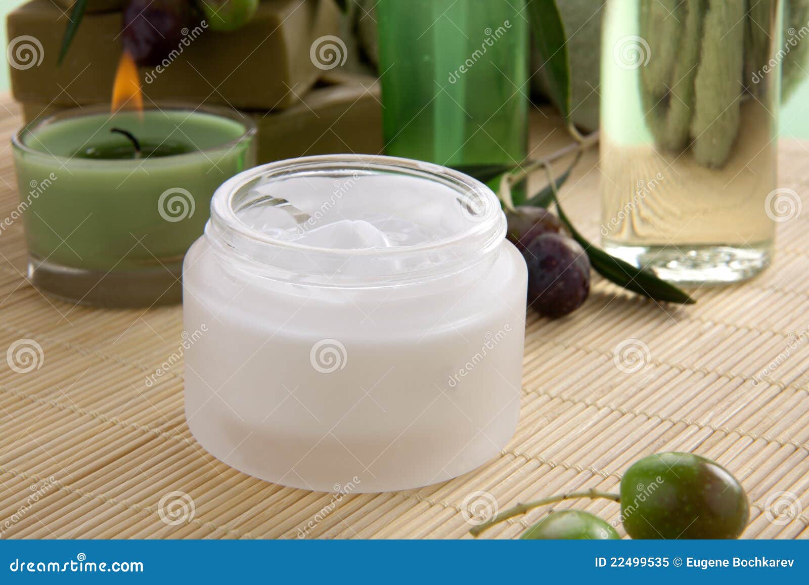 Face Cream and Olives Spa Set Stock Image - Image of relax, organic ...