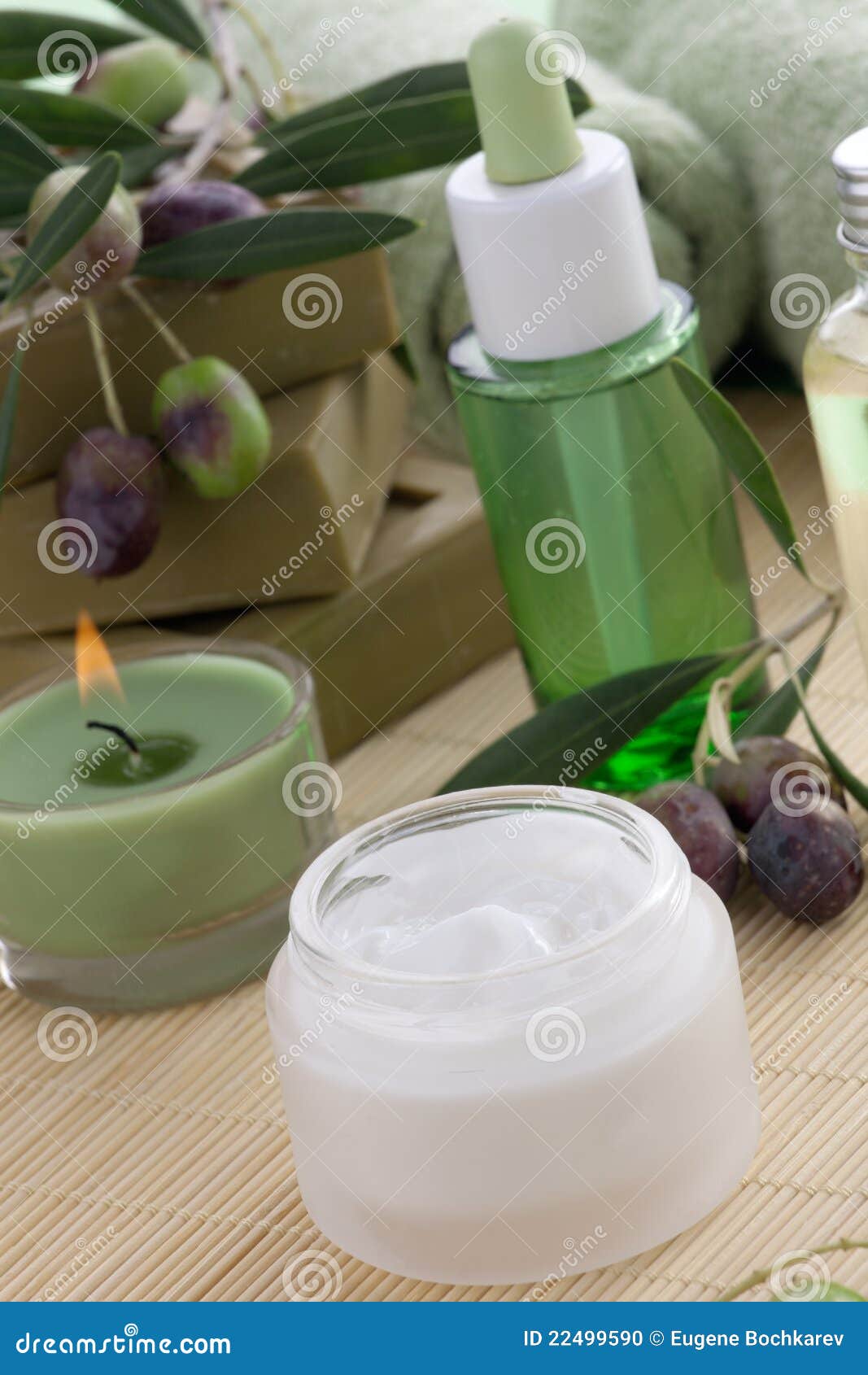 Face Cream and Olives Spa Set Stock Photo - Image of scented, olives ...