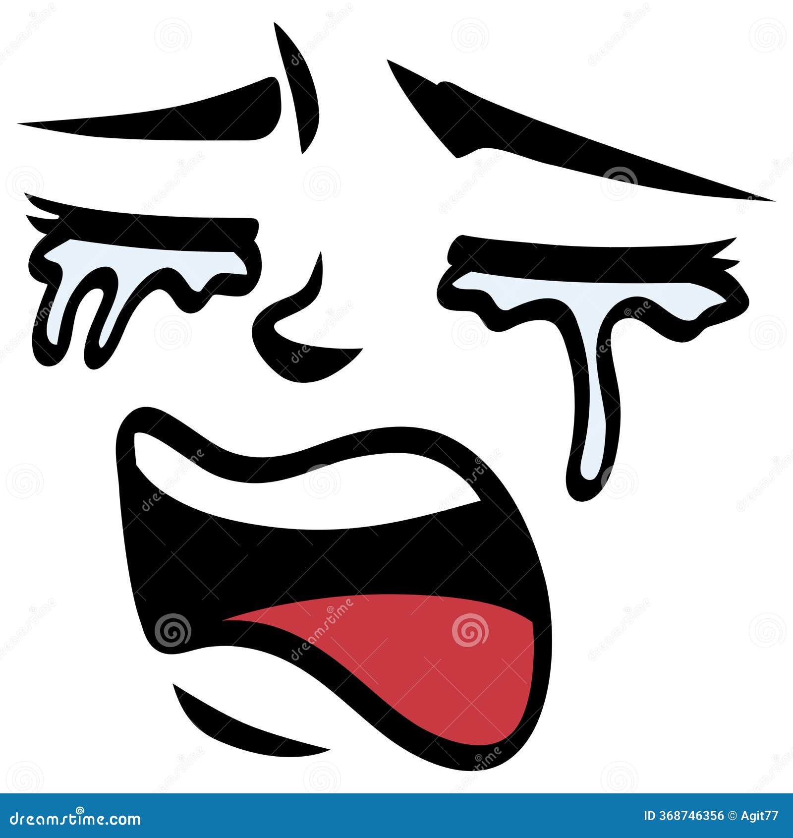 Crying Cartoon Doodle Icon. Abstract Simple Eyes Vector Illustration ...