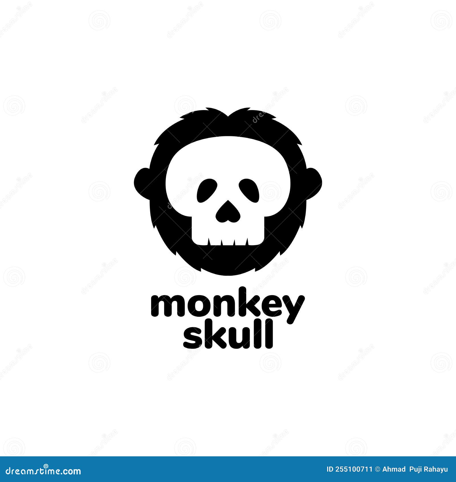 Face Cute Monkey Skull Logo Design Stock Vector - Illustration of ...