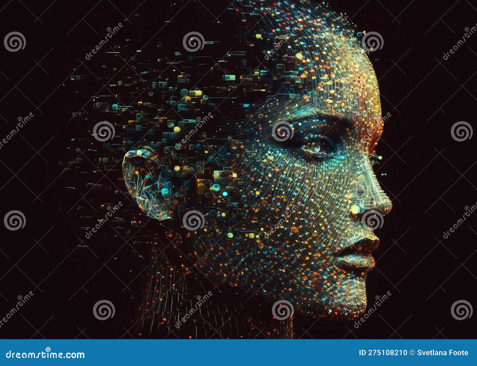 Face of Cyber Mind. Technology Background Concept. AI Generated ...
