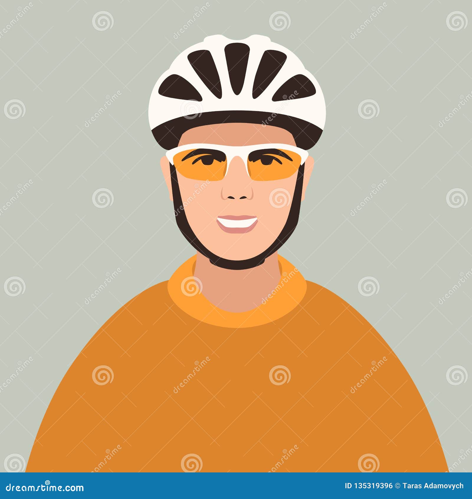 Face Cyclist in Helmet, Vector Illustration, Flat Style, Stock Vector ...