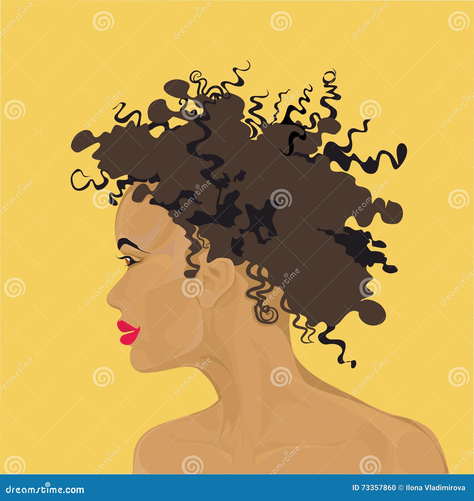 Face Dark-skinned Girl in Profile. Stock Vector - Illustration of races ...