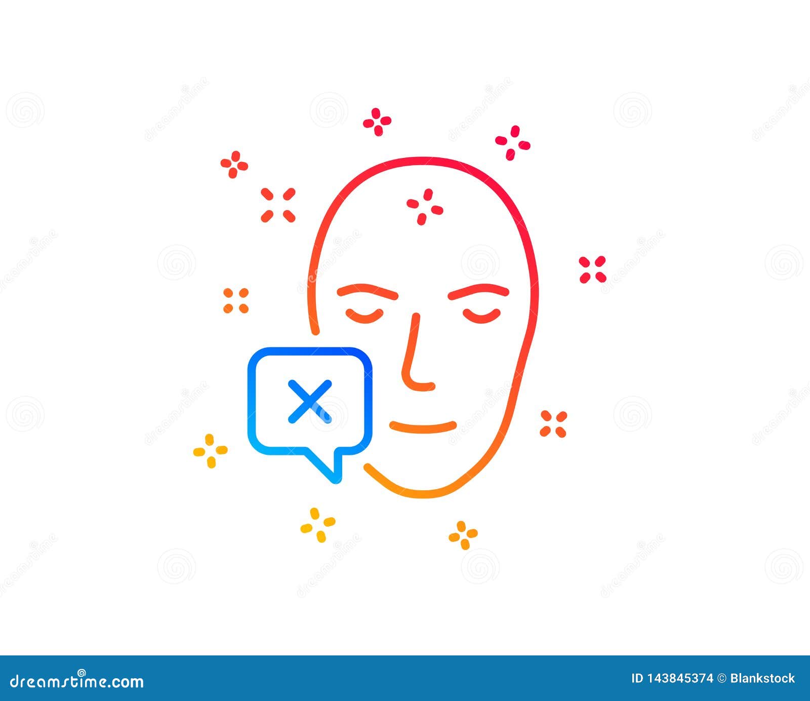 Face Declined Line Icon. Human Profile Sign. Vector Stock Vector ...