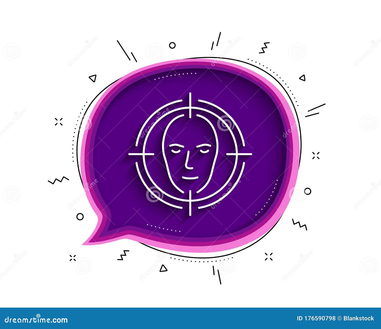 Face Detect Target Line Icon. Head Recognition Sign. Vector Stock ...