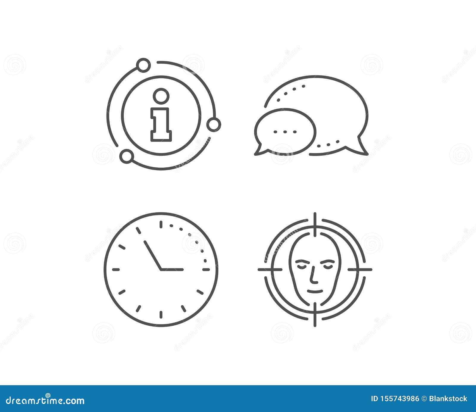 Face Detect Target Line Icon. Head Recognition Sign. Vector Stock ...