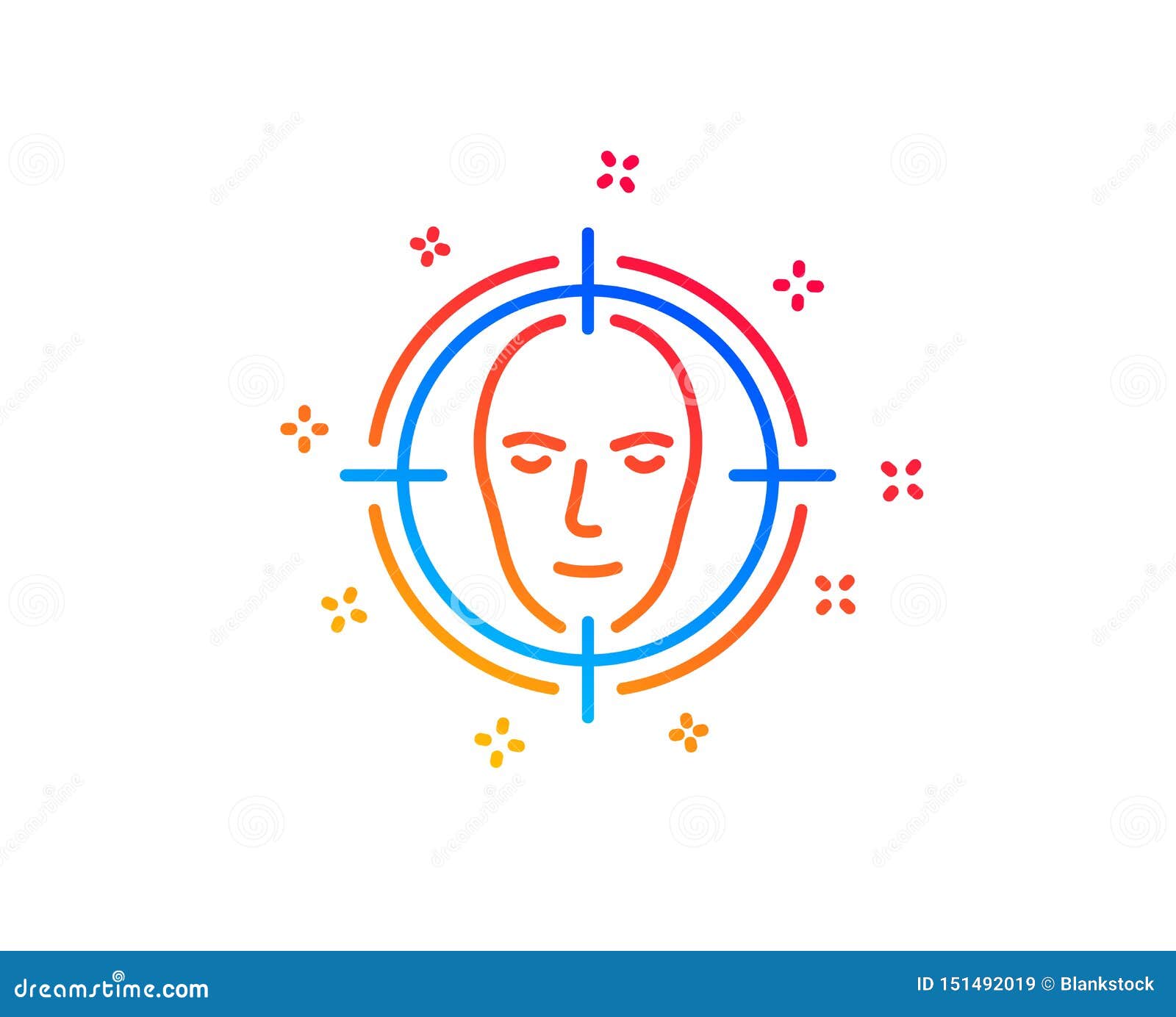 Face Detect Target Line Icon. Head Recognition Sign. Vector Stock ...