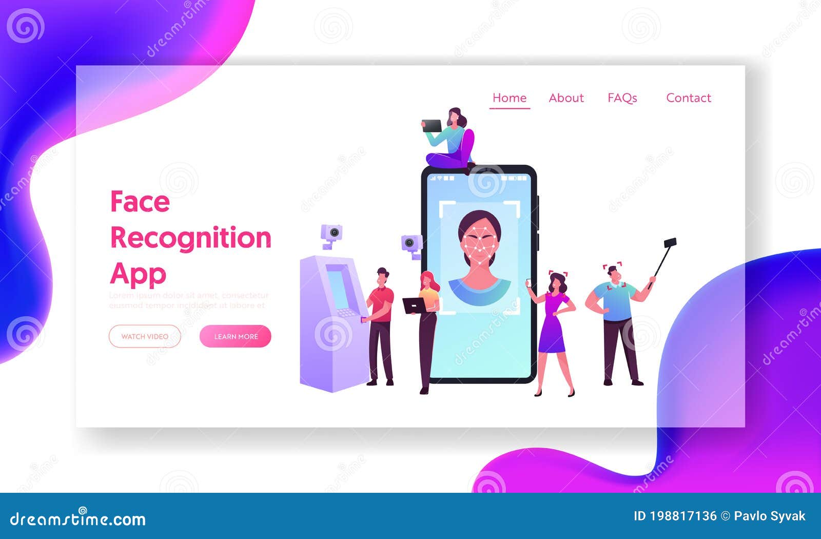 Face Detection, Facial Recognition Landing Page Template. Tiny ...