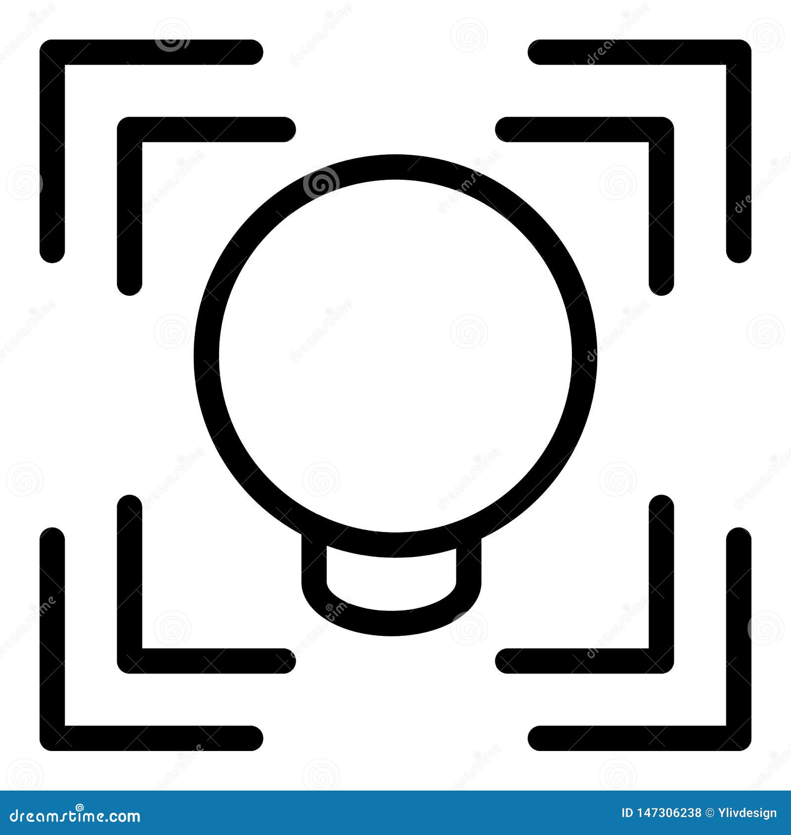 Face Detection Frame Icon Outline Style Stock Vector Illustration Of