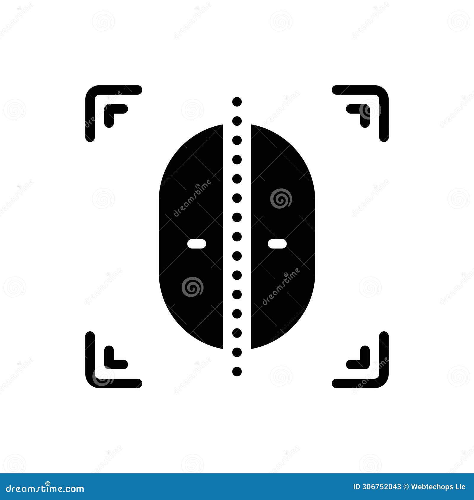 Black Solid Icon for Face Detection, Face and Scanning Stock ...