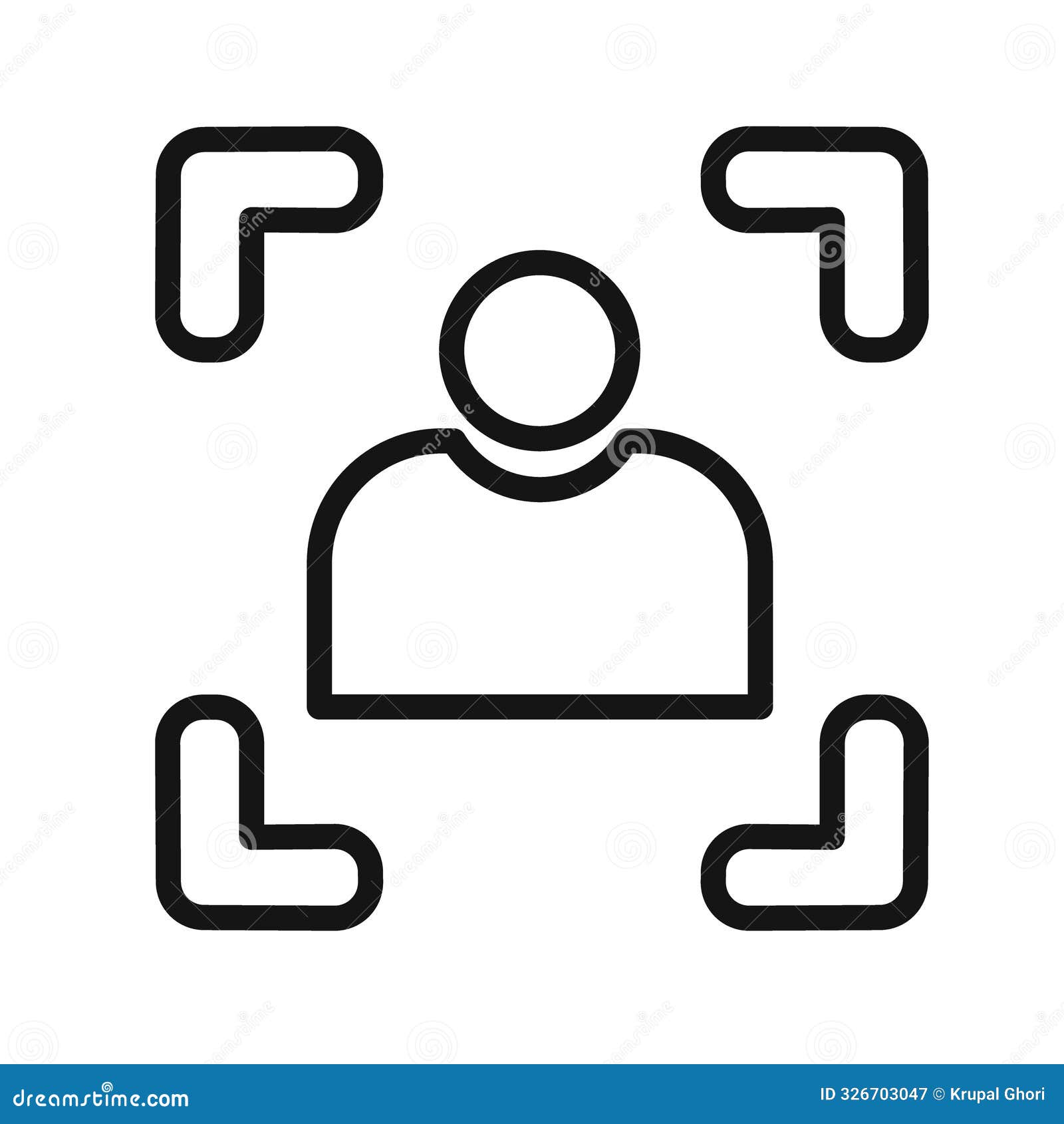 Face Detection Icon Black And White Vector Sign Stock Vector