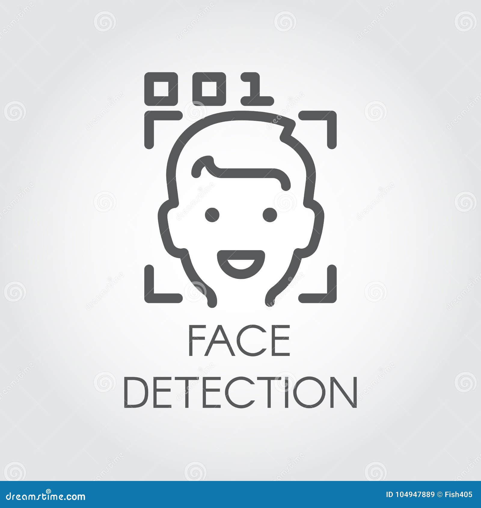 Face Detection Icon Facial Biometric Recognition Men Head Frame