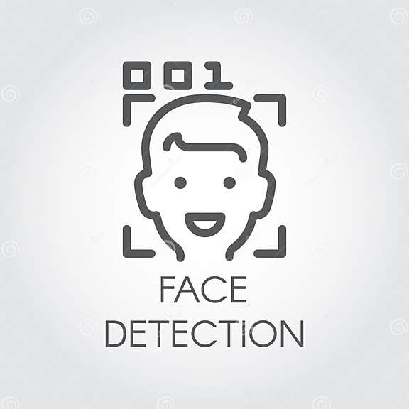 Face Detection Icon. Facial Biometric Recognition. Men Head, Frame ...
