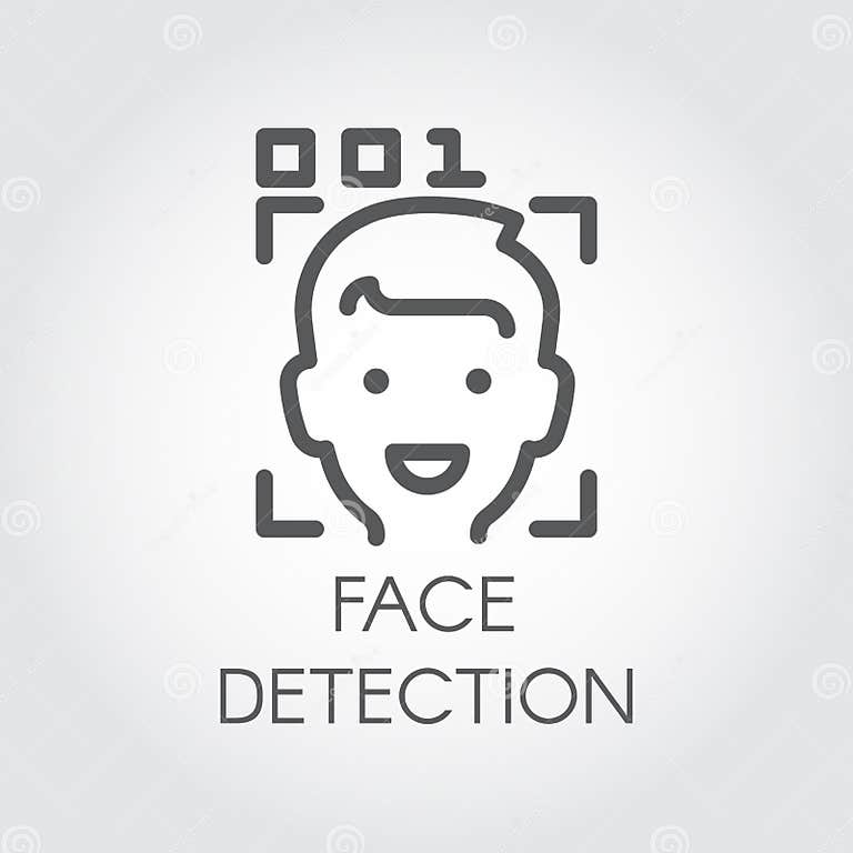 Face Detection Icon. Facial Biometric Recognition. Men Head, Frame ...