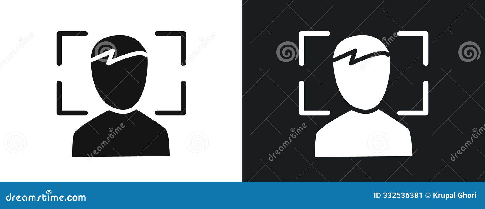 Face Detection Icon Linear Graphics Set Vector in Black Stock ...