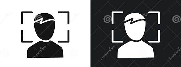 Face Detection Icon Linear Graphics Set Vector in Black Stock Illustration - Illustration of ...