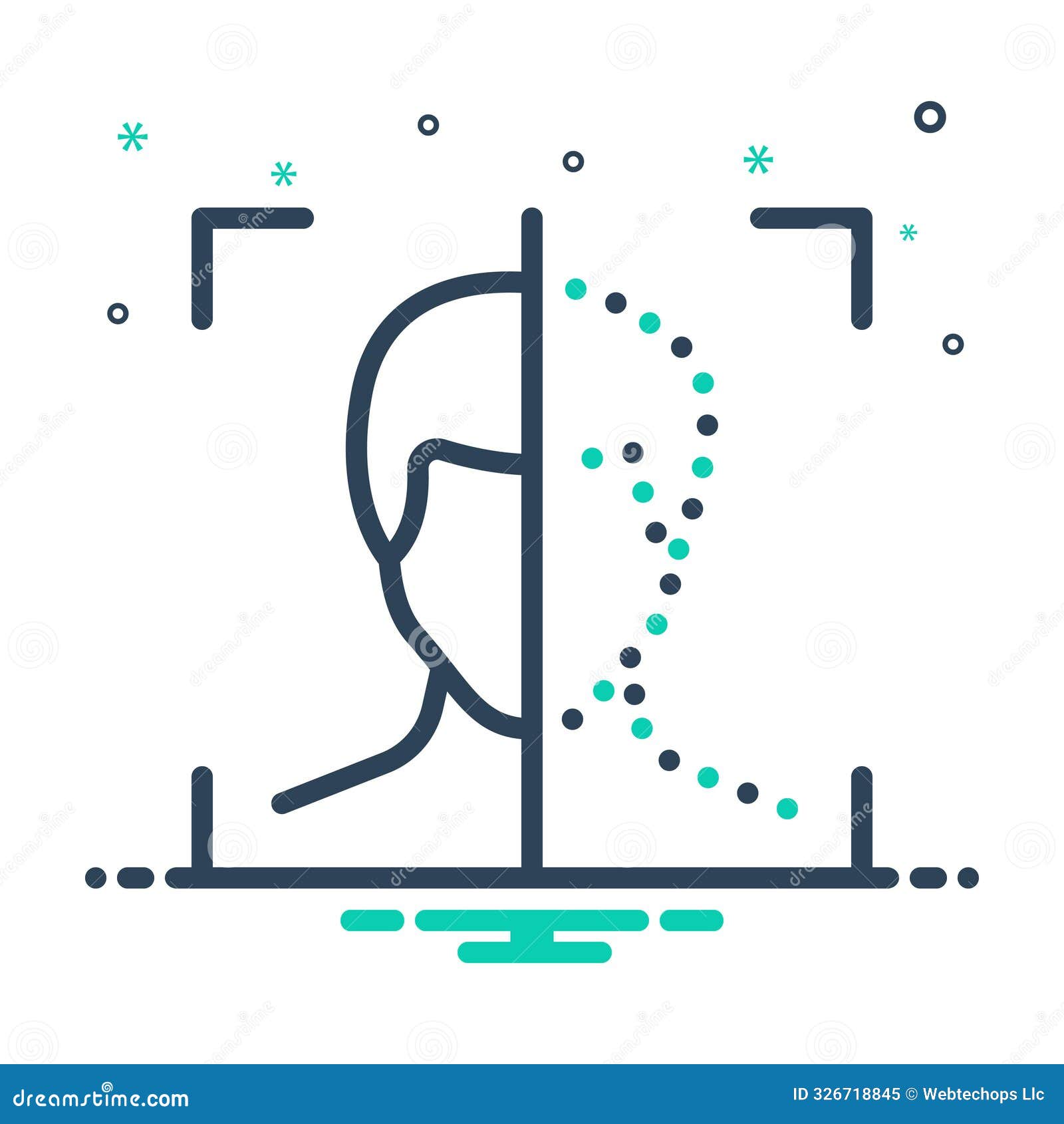 Mix Icon For Face Detection, Face Recognition And Scanning Cartoon ...