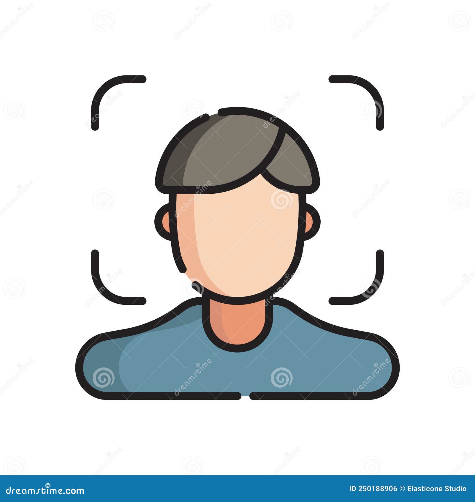 Face Detection Icon Vector Illustration. Flat Outline Cartoon. Cyber ...