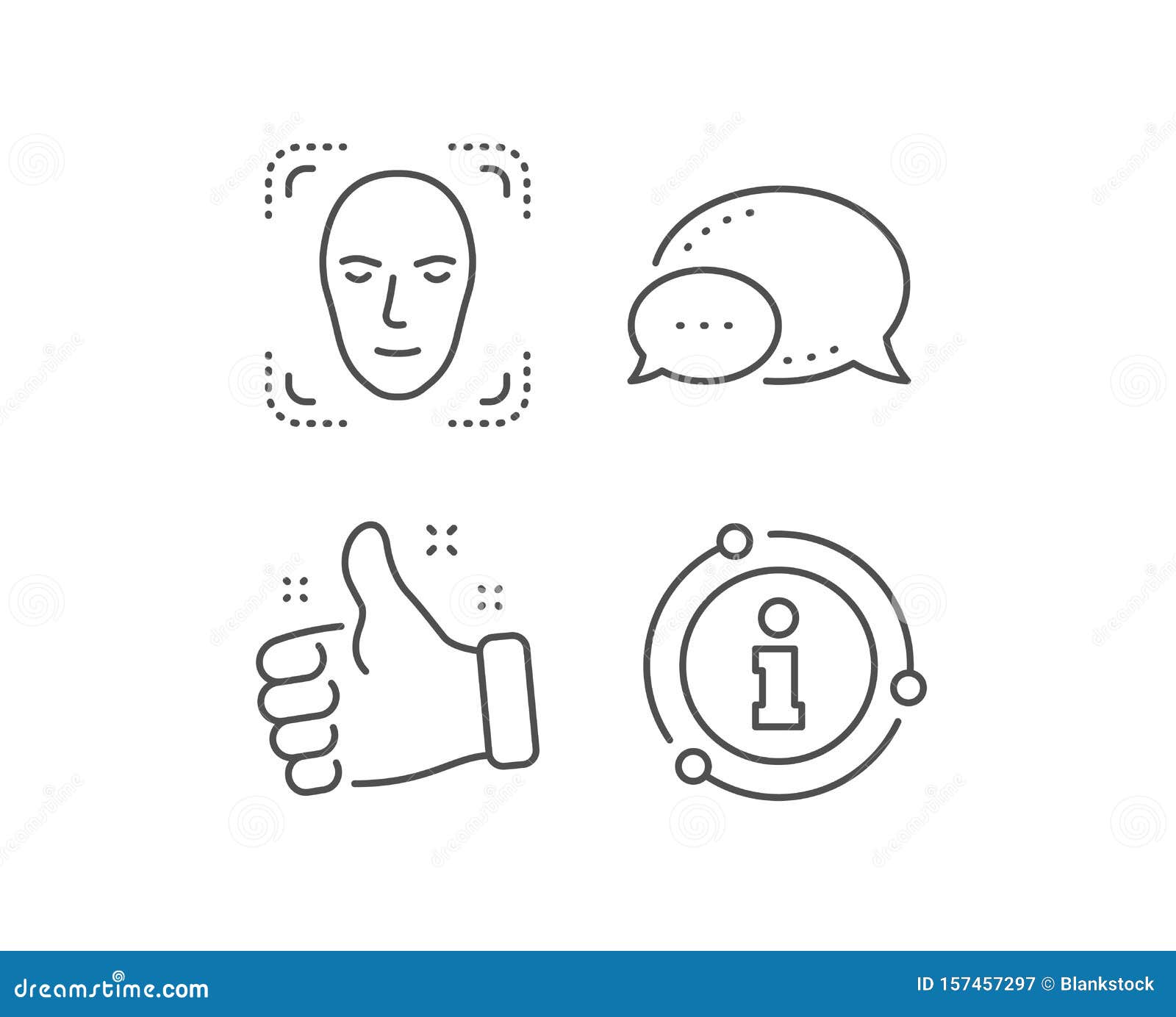 Face Detection Line Icon. Head Recognition Sign. Vector Stock Vector ...