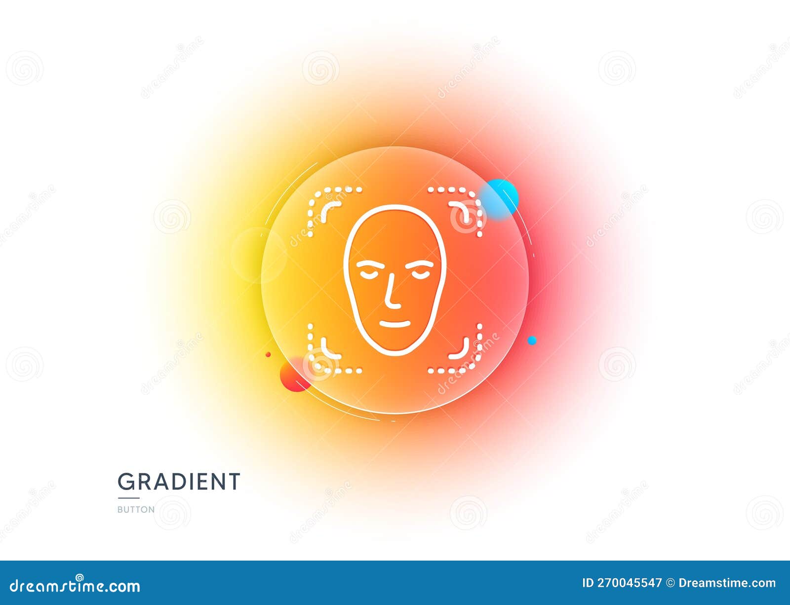 Face Detection Line Icon. Head Recognition Sign. Gradient Blur Button. Vector Stock Vector ...