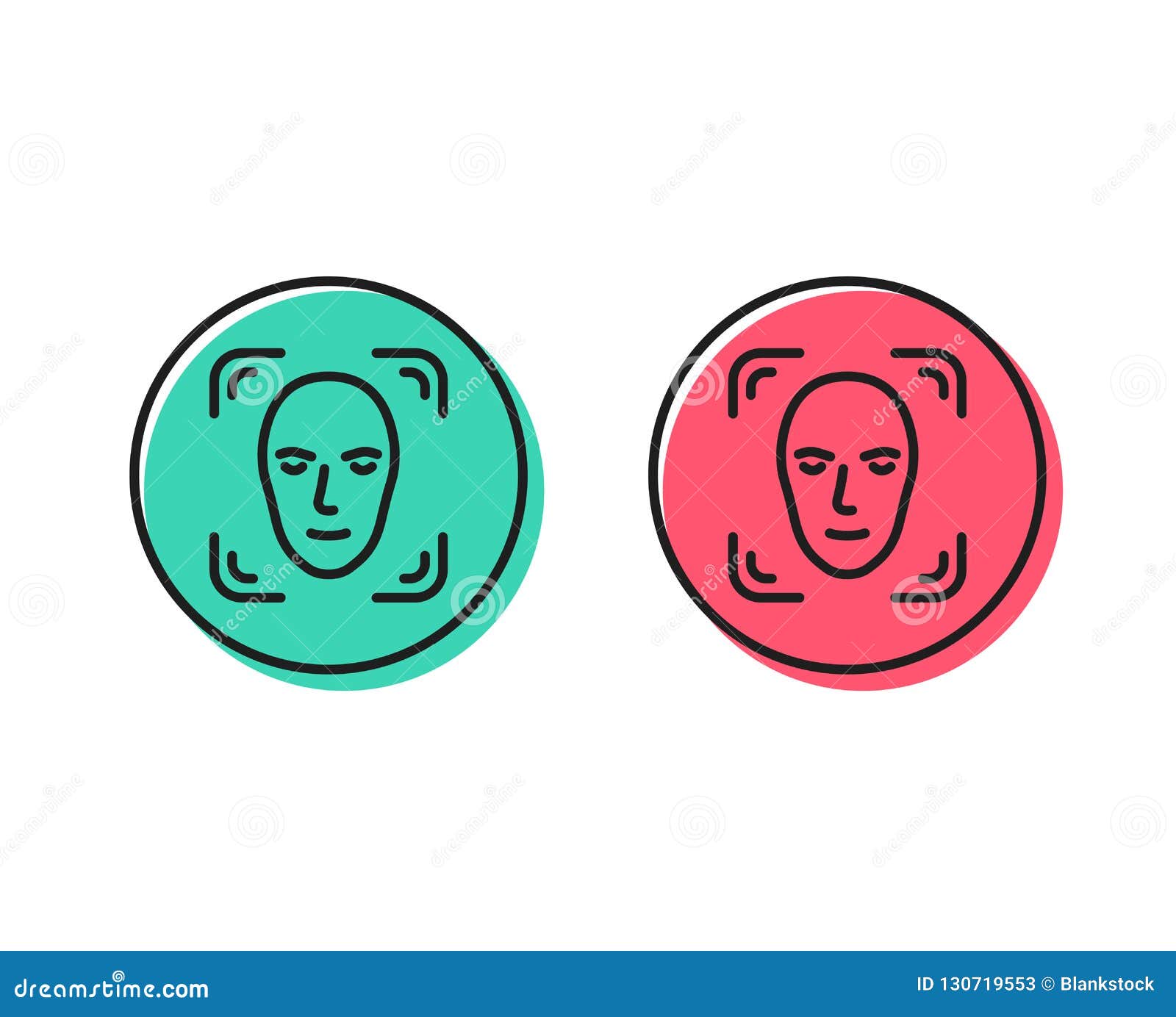 Face Detection Line Icon. Head Recognition Sign. Vector Stock Vector ...