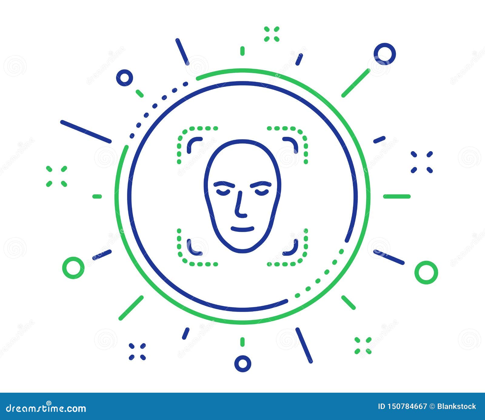 Face Detection Line Icon. Head Recognition Sign. Vector Stock Vector ...