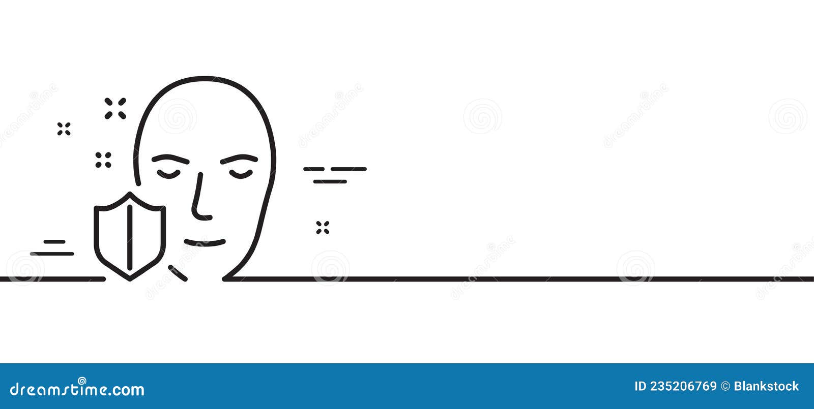 Face Detection Protected Line Icon Secure Access Sign Minimal Line