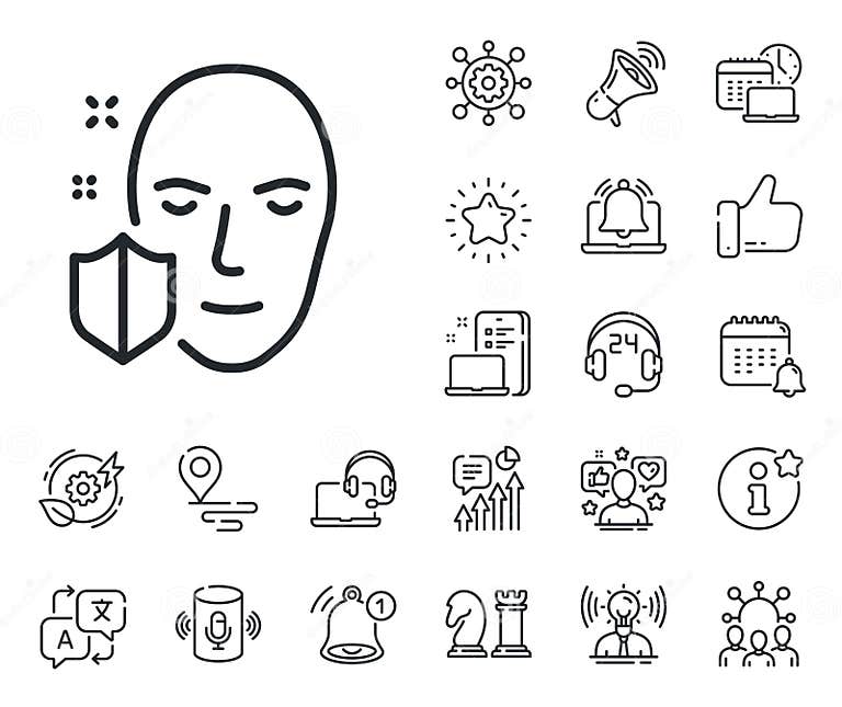 Face Detection Protected Line Icon Secure Access Sign Place Location