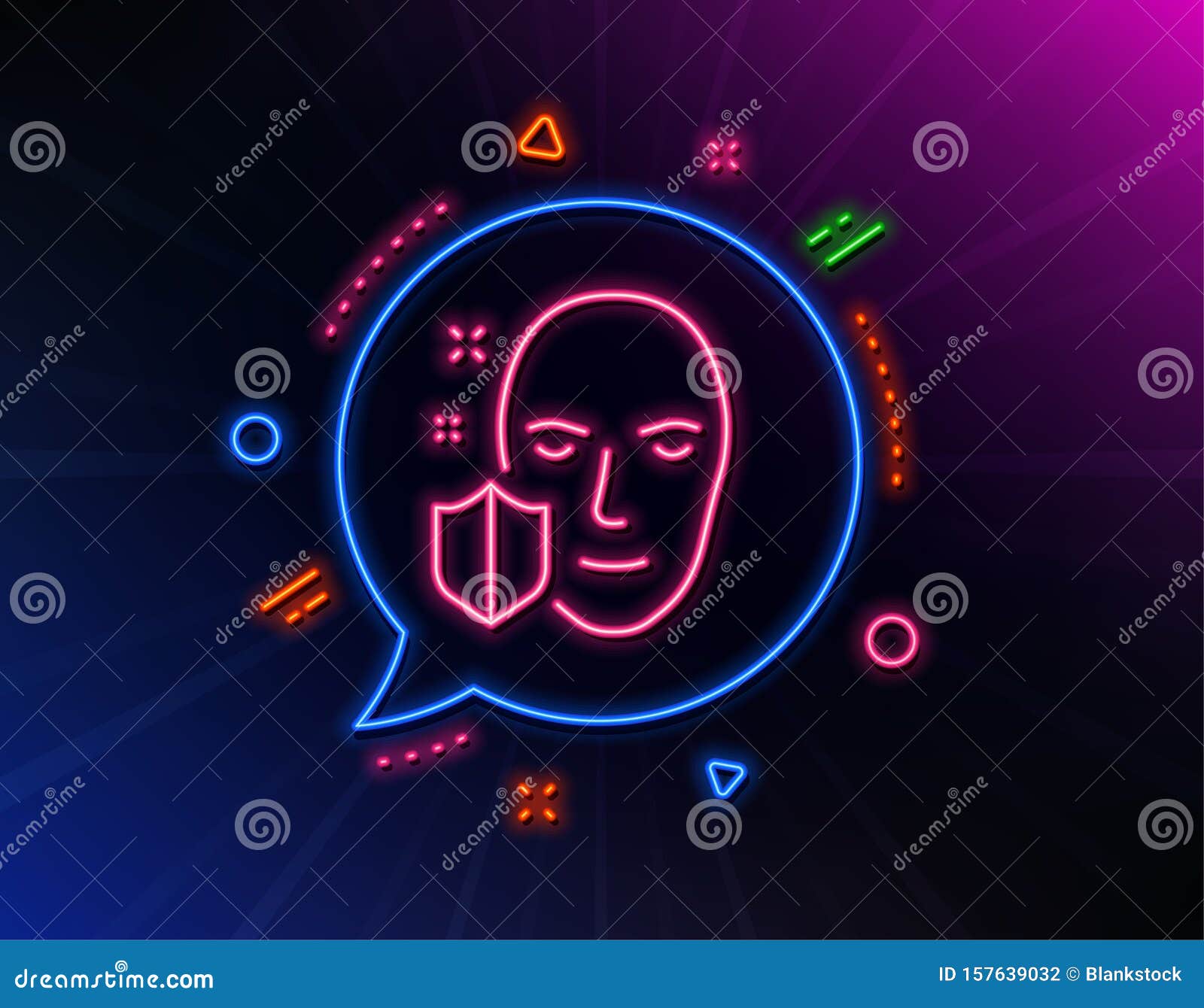 Face Detection Protected Line Icon Secure Access Sign Vector Stock