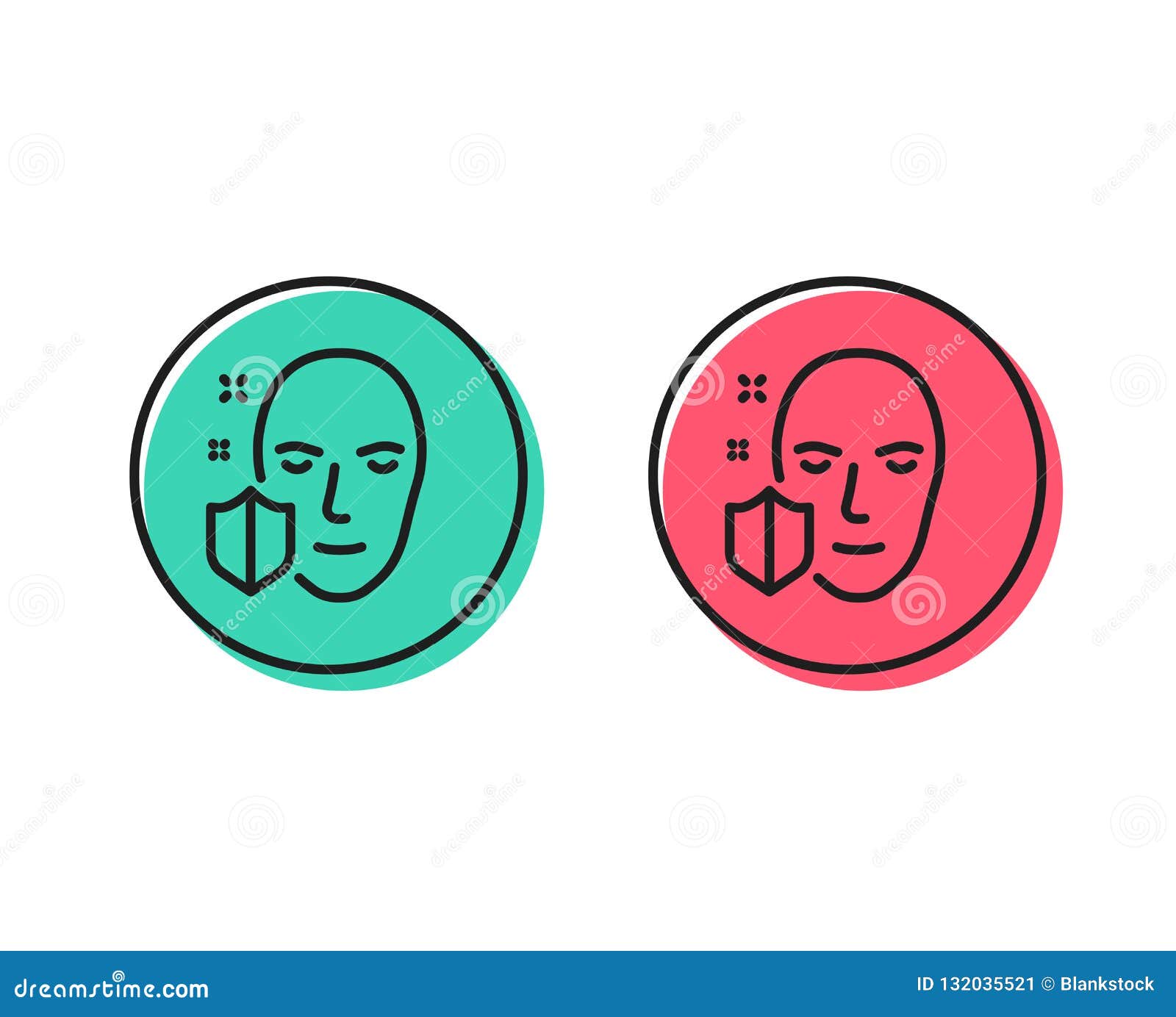 Face Detection Protected Line Icon Secure Access Sign Vector Stock