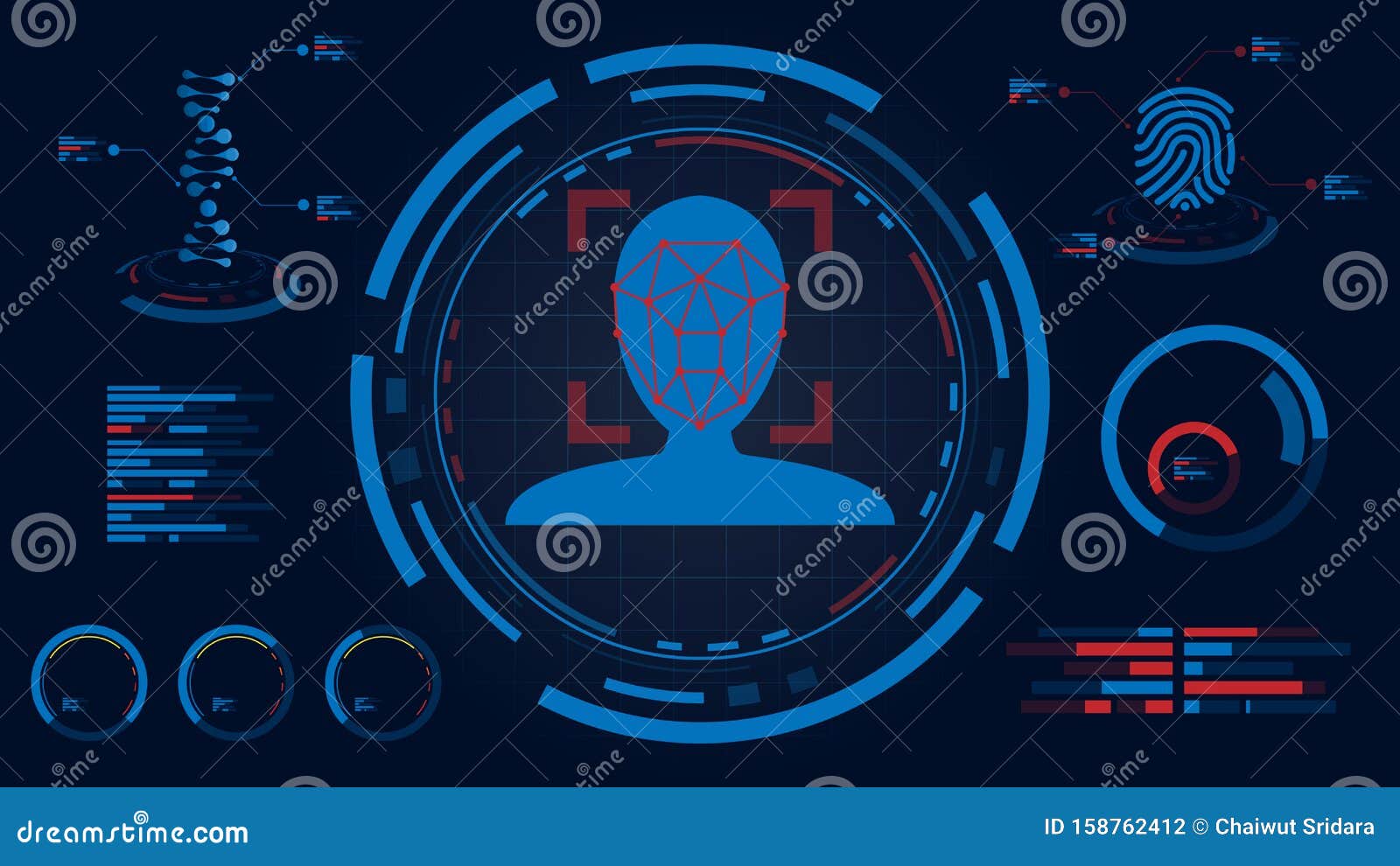 Face Detection System on HUD Screen Display,DNA and Fingerprint Data ...