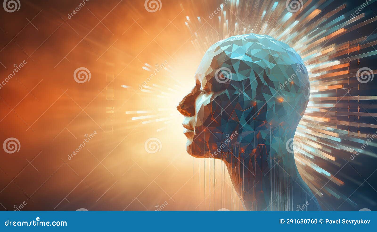 Face digital human head stock illustration. Illustration of ...