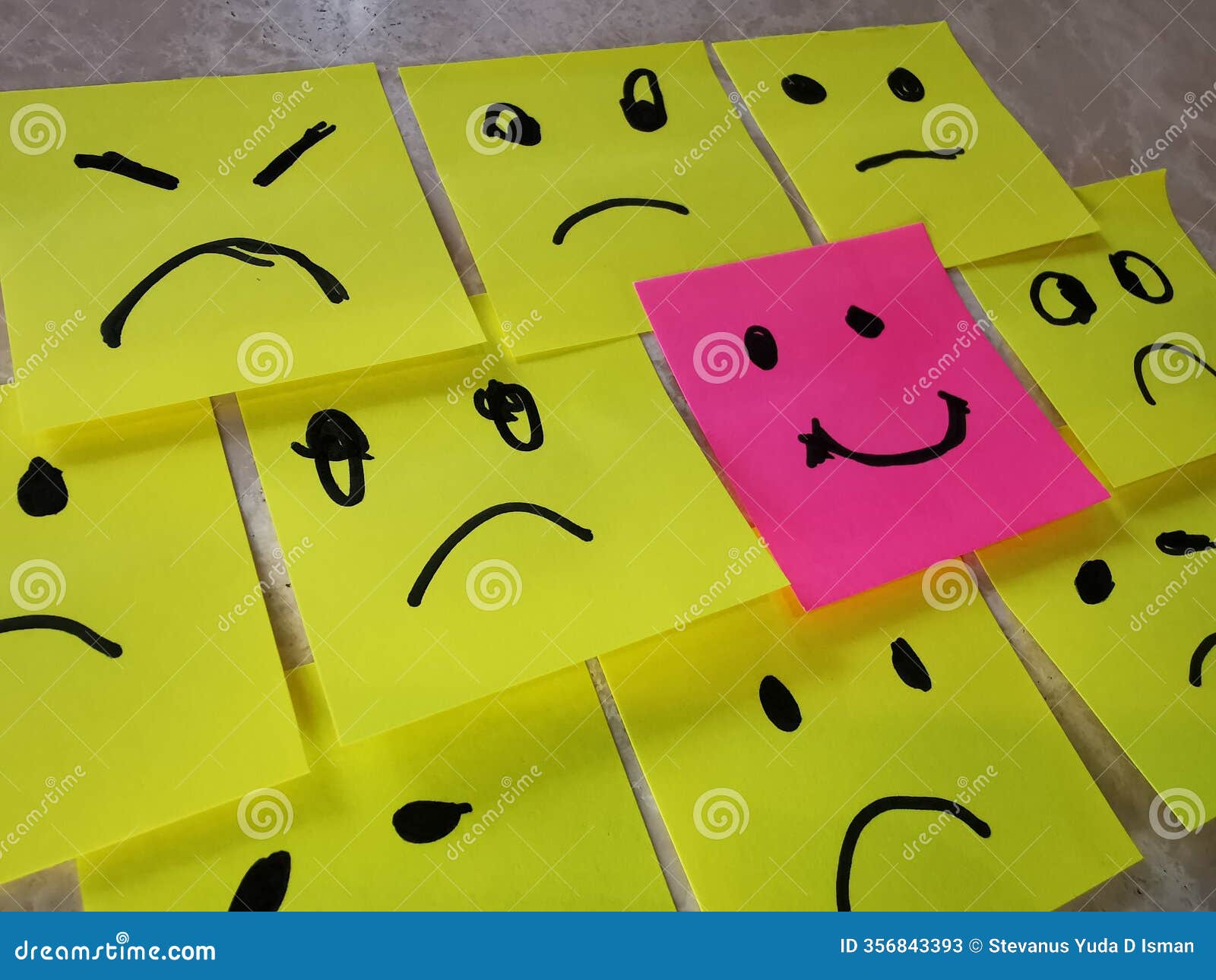 Facial Expressions Drawn on Sticky Notes Stock Image - Image of design ...