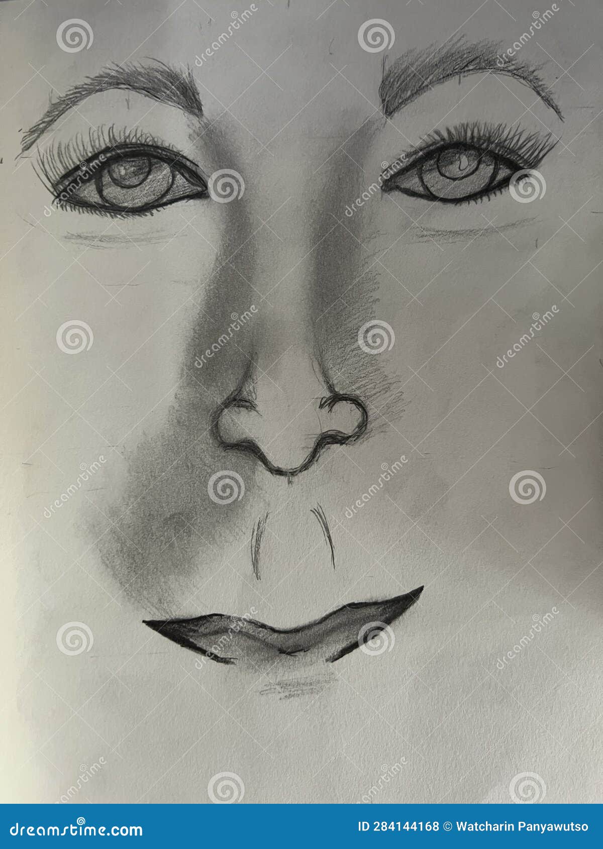 Face Drawing with Pencil,on Paper Stock Photo - Image of pretty, woman ...