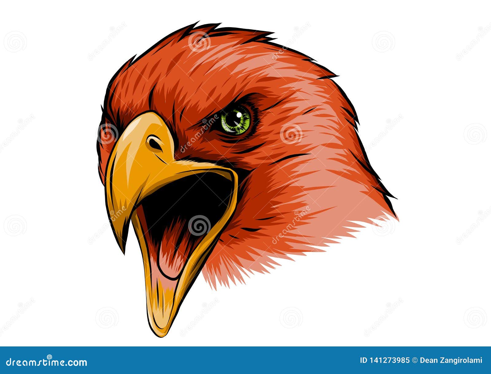 Face of an Eagle Colored by Red Illustration Stock Vector ...